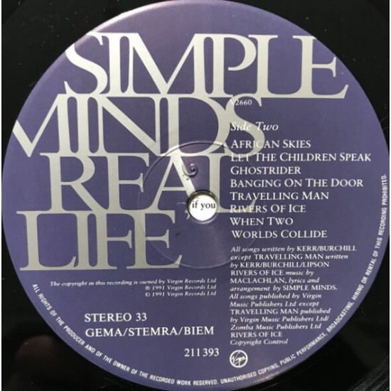 Simple Minds - Real Life - 1991 I Plak Sesi